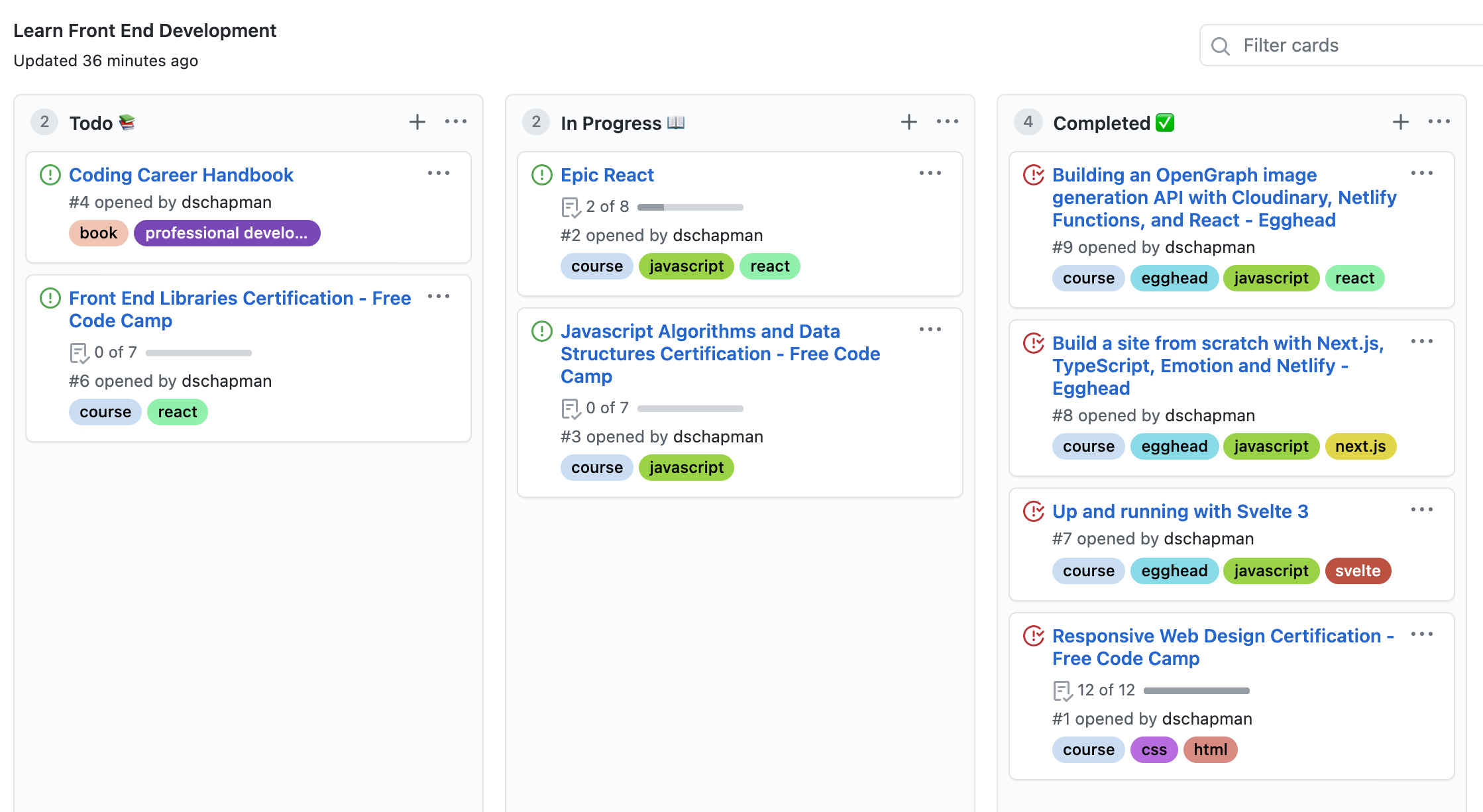 How to use Github to keep track of your learning goals